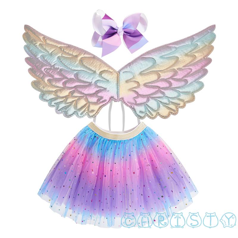 CHT-Girls Halloween Angel Costumes Cute Sequin Star Tulle Tutu Skirt ...