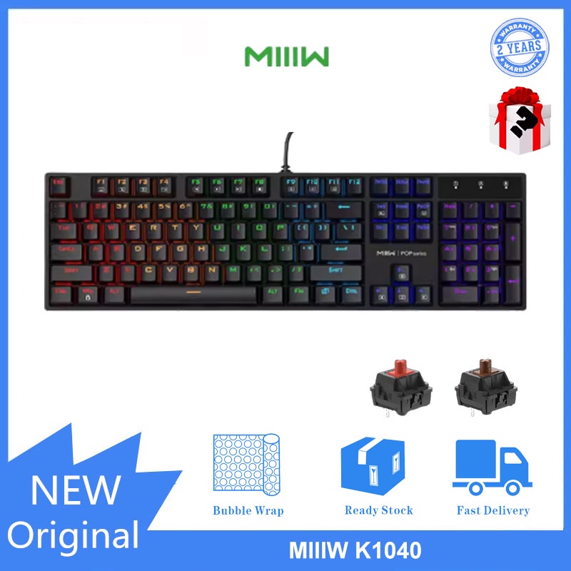 MIIIW K1040 Wired mixed light full key non impact game mechanical keyboard | Shopee Philippines