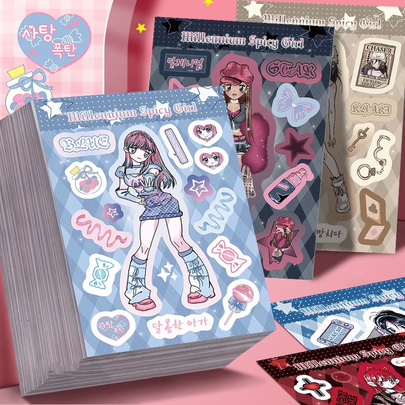 Millennium Style Girl Wear Matching Stickers Niche y2k Asian Culture ...