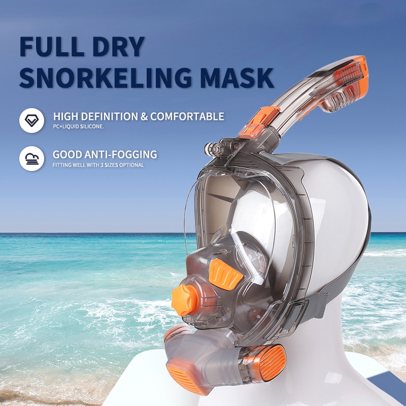 New Full Dry Diving Mask Set with Breathing Tube Anti-Fog Oxygen Swim ...
