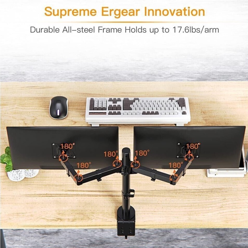 Inplay KMT-2 Dual Arm Monitor Stand Monitor Mount Adjustable With C Clamp Stand For 14-27 ...