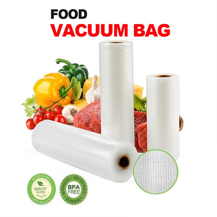 Vacuum Bag food sealer plastic seal storage roll Plastik Makanan Tahan ...