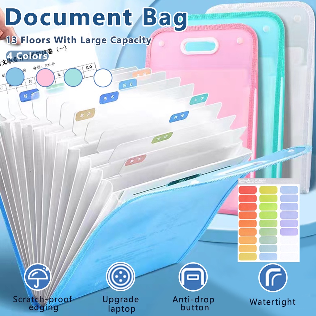 Folder File Organizer Waterproof Expanding File Folder Book 13 layer ...
