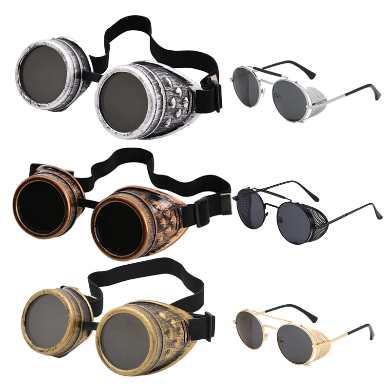 Steampunk Motorcycle Glasses Retro Riding Goggles Sunglasses Gothic ...