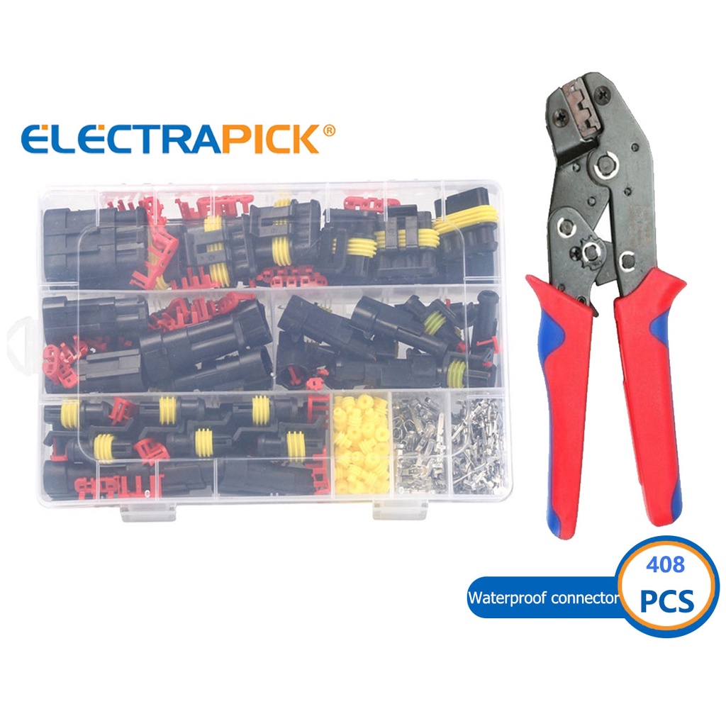 Electrapick 408pcs Waterproof Connectors 1/2/3/4 Pin Car Hardware ...