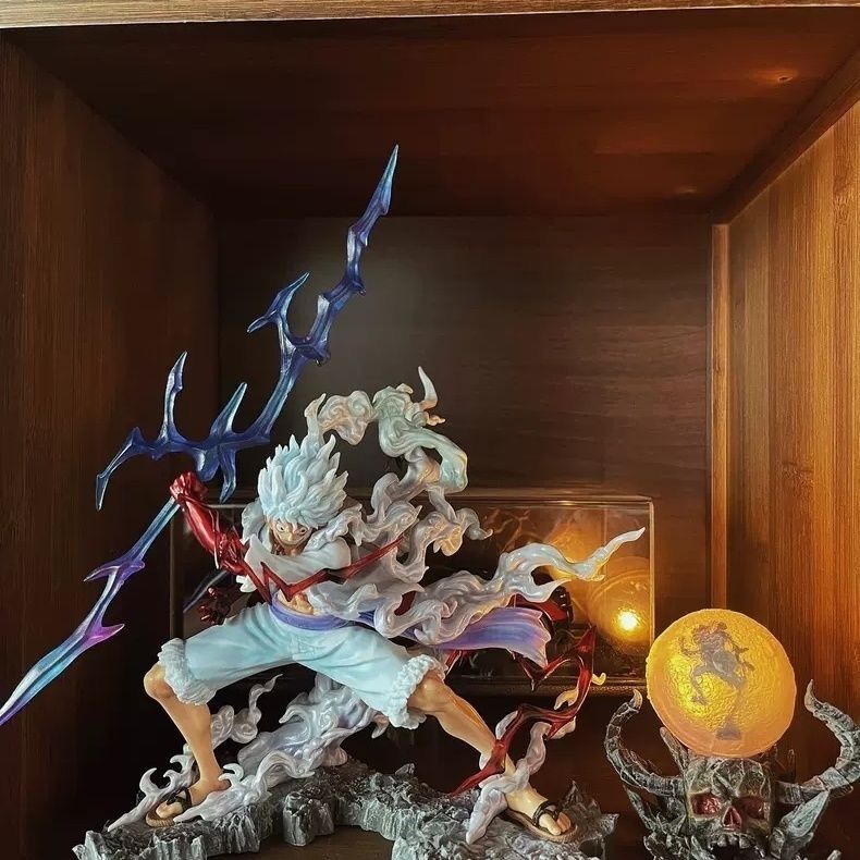 Free Led Lamp 26cm One Piece Figure Gk Lightning Luffy Figure Sun God ...