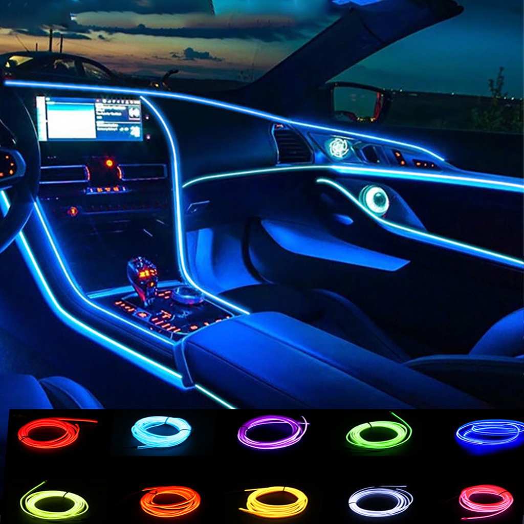 5M Car Interior Atmosphere Light Strip Auto Flexible Streamer Lamp Ice ...