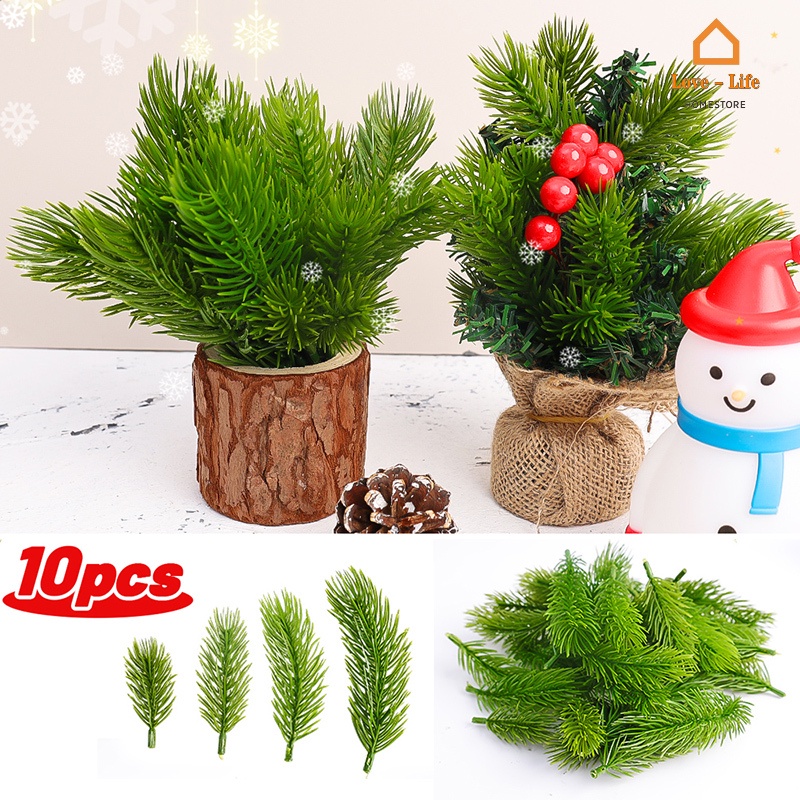 10 Pcs/ Kit DIY Xmas Decorative Plastic Simulation Pine Needle Plant ...