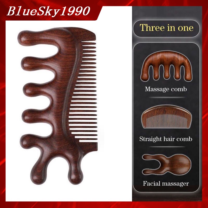 【COD】Head Meridian Massage Comb 3 in 1 Sandalwood Five Wide Tooth Comb ...