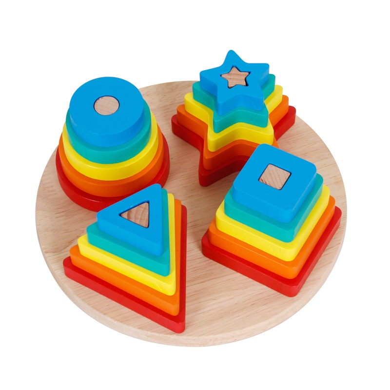 Geometric Shape Matching Set of Columns Building Block Toys Montessori ...