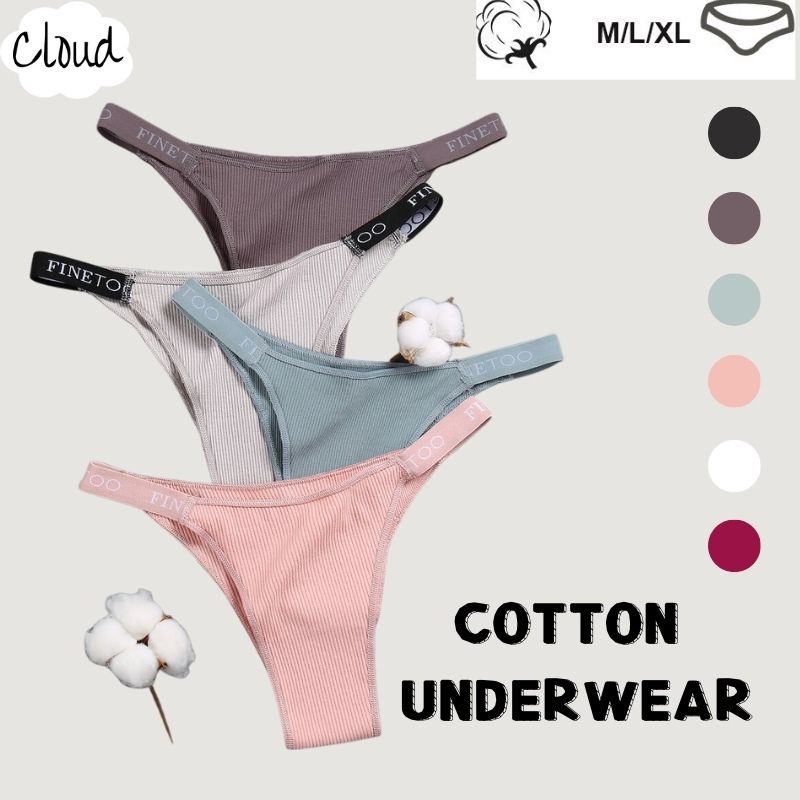 Sexy Panties Cotton Thong Briefs Female Comfortable Underwear Solid ...