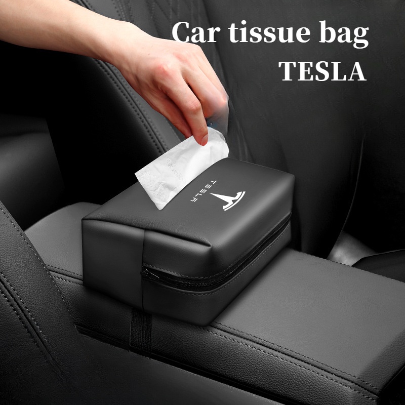 TESLA Car leather tissue bag for Model3 ModelY ModelX ModelS | Shopee ...