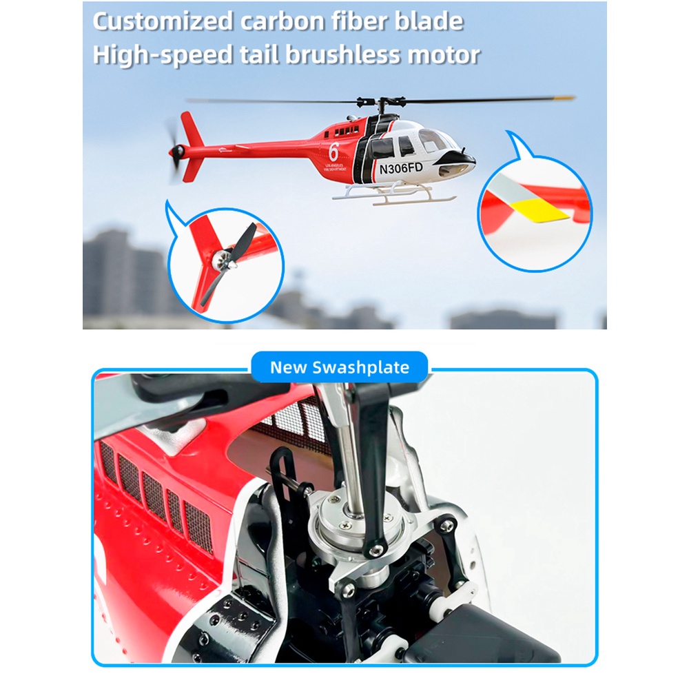 Fly Wing Bell 206 V3 RTF Helicopter 6 Channel 1:16 Scale Helicopter ...
