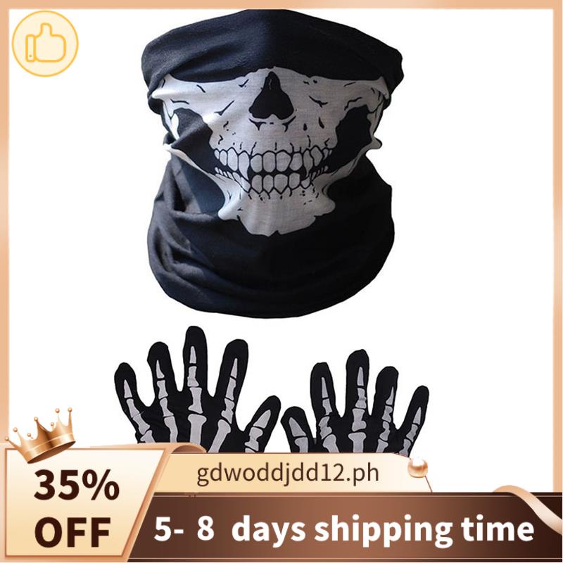 Halloween Mask Scary Skull Chin Mask Skeleton Ghost Gloves for ...