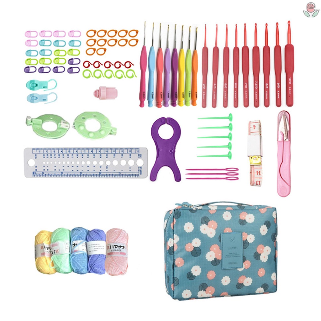 [New] 82PCS Crochet Kit Beginner Crochet Kit Wool Crochet Material Kit ...
