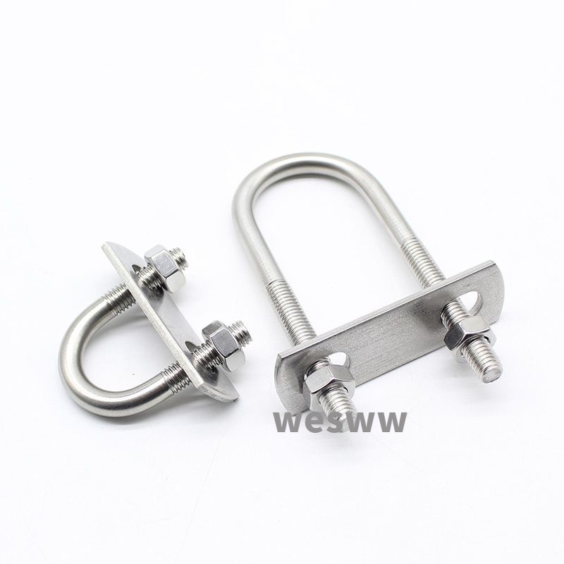 M6 lengthened U-shaped buckle 304 stainless steel U-shaped bolt U-shaped screw clamp round pipe ...