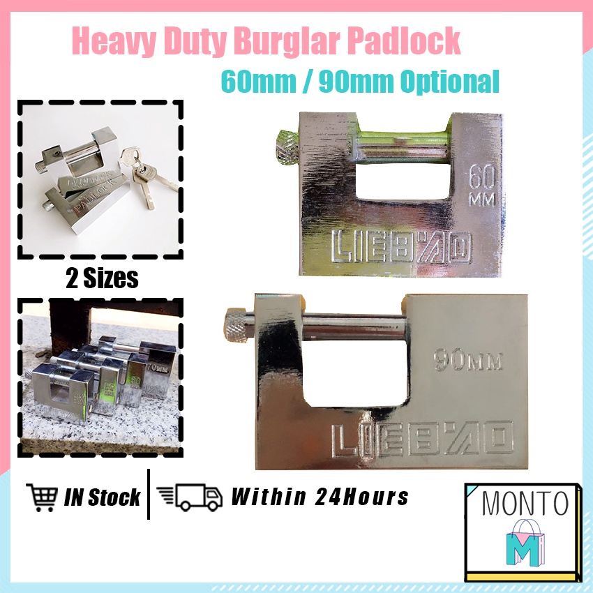60 / 90 MM Heavy Duty Burglar Padlock Anti-Theft Antirust Steel Padlock ...