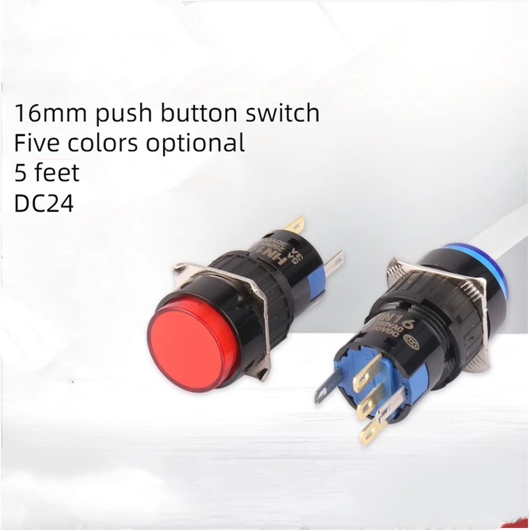 Round five-pin self-reset button switch with indicator light for ...