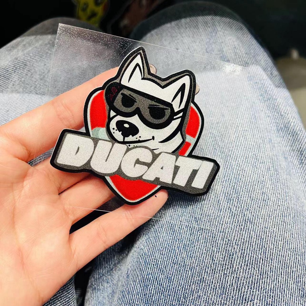 DUCATI cartoon dog badge sticker 1199 1299 Panigale V4 Diavel1260 ...