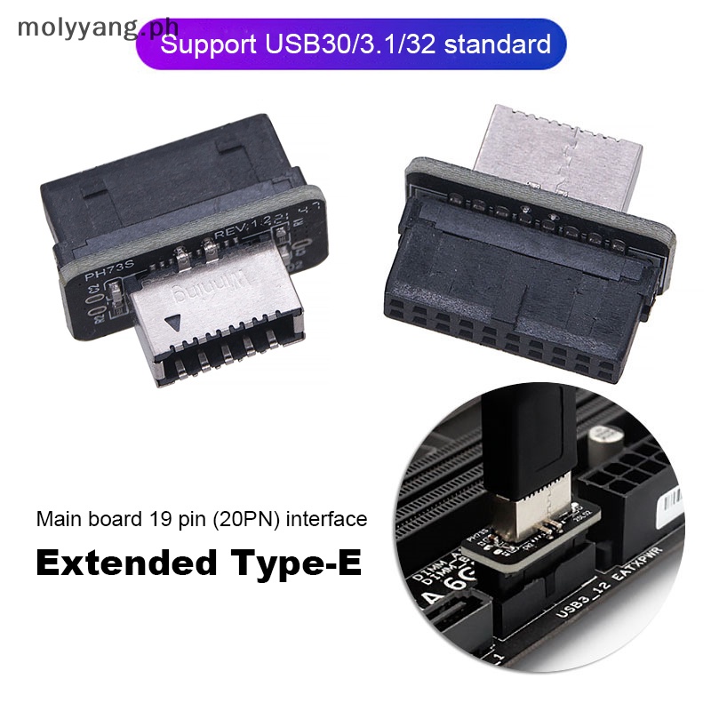 LYN USB Front Panel Adapter Type-E to USB 3.0 19PIN Adapter Vertical ...