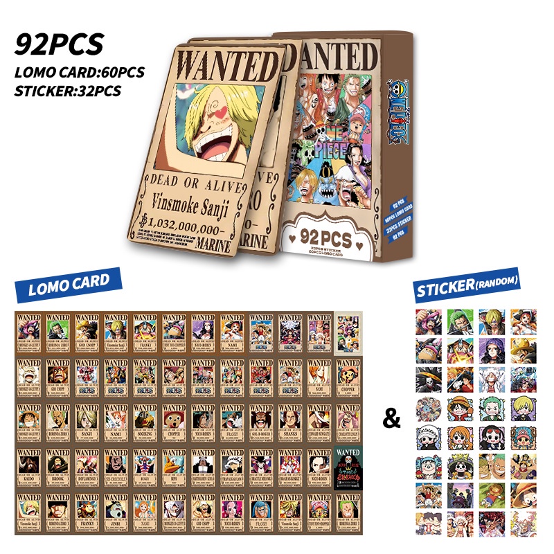 ONE PIECE Photocard Lomo Card Postcard Stickers 92pcs/box for Anime and ...