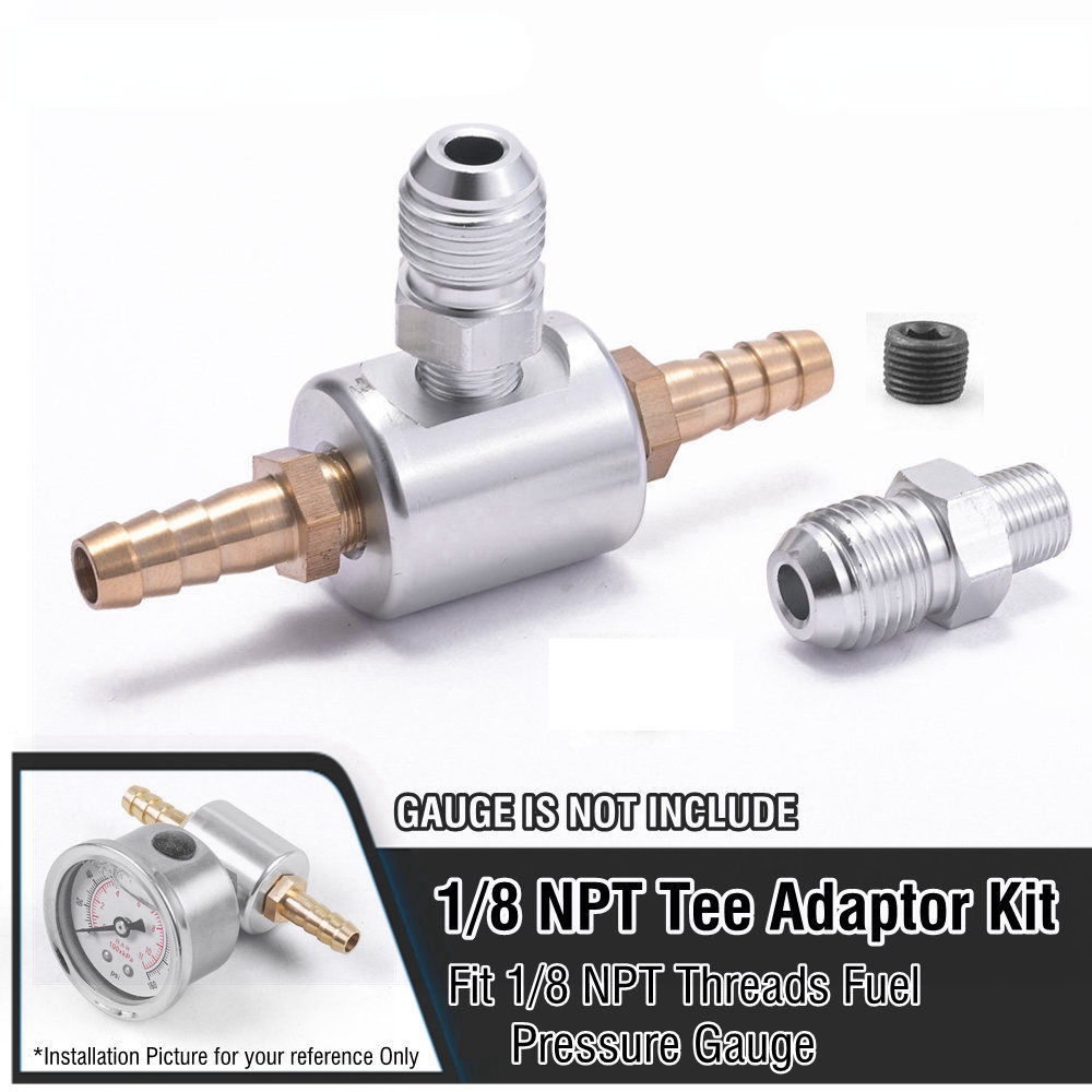 AN6 To 1/8 NPT ,8mm to 1/8 NPT Fitting ,1/8 NPT Tee Fuel Pressure Gauge ...