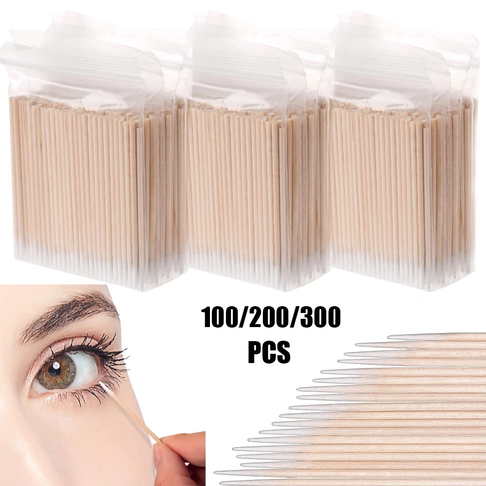 100-500Pcs Wooden Cotton Swab Eyelash Sticks/Nails Ear Toothpicks ...