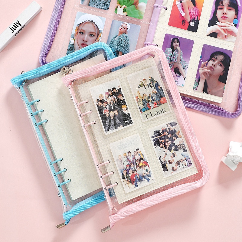 Korean A5 binder transparent photocard binder zipper A5 6-hole loose ...