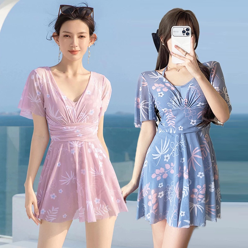 2024 Summer new swimwear swimsuit Korean conservative One-Piece Floral ...