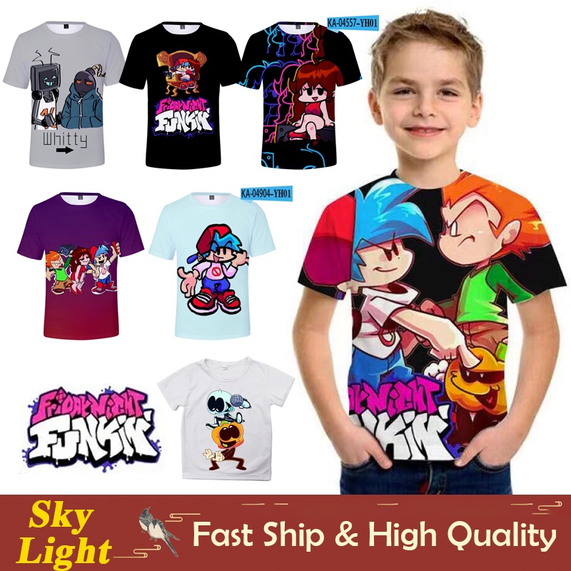 Friday Night Funkin Whitty 3D Printed Short Sleeve T-Shirt For Kids ...