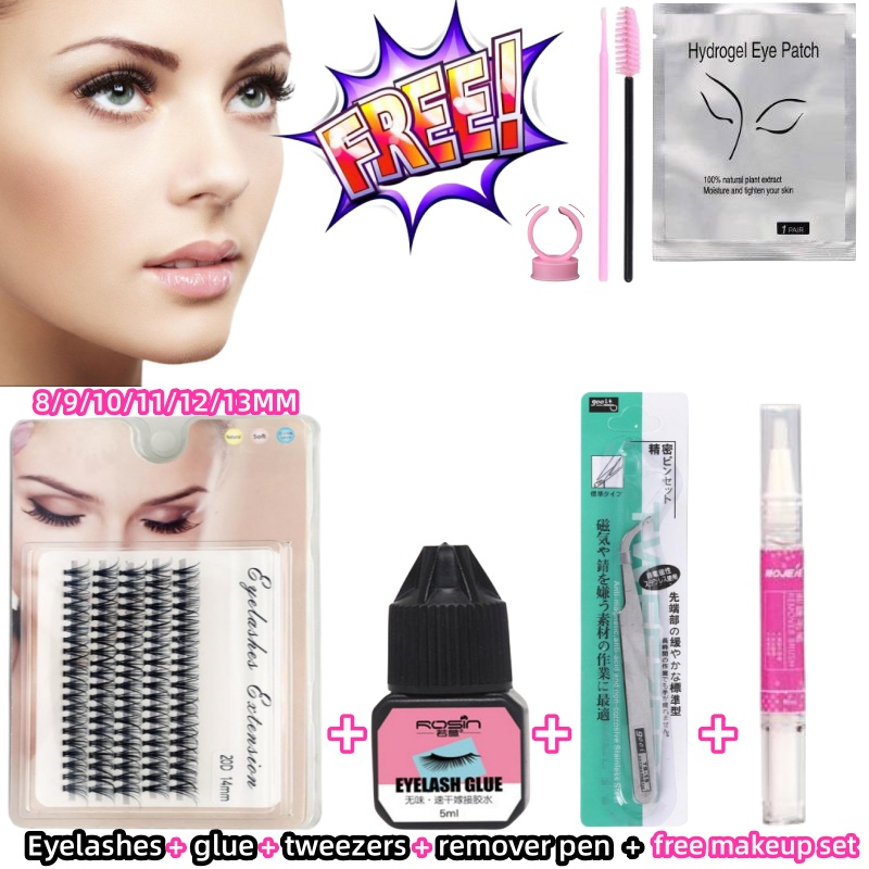 5 Rows 10D 20D Soft Mink DIY Eyelash Set 100 Clusters Natural Thick ...