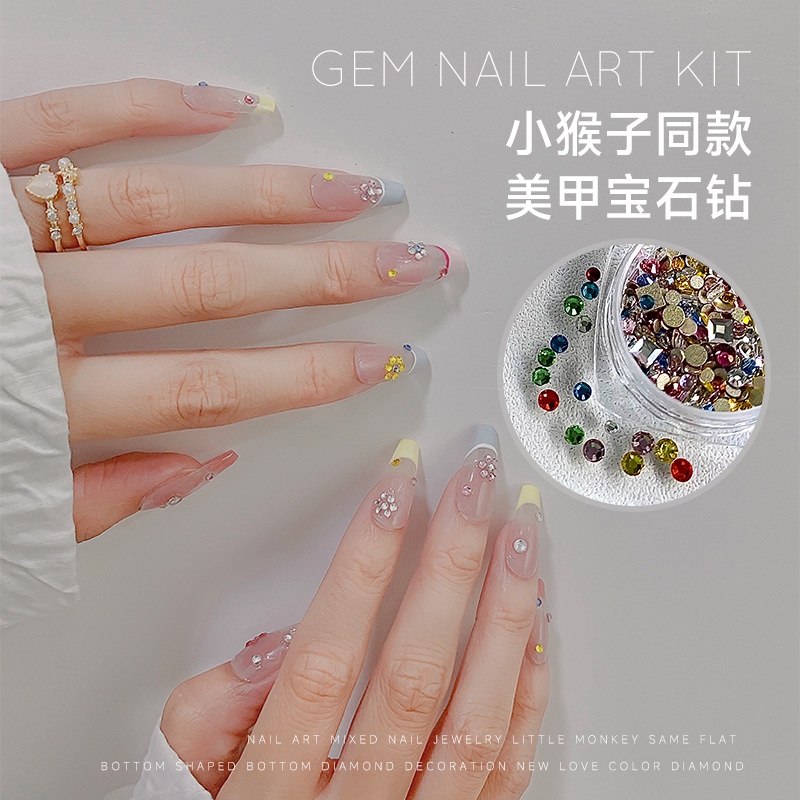 [Hot Sale]Nail Art Diamond Kit French Nail Flat Sparkle Mix Pack for ...