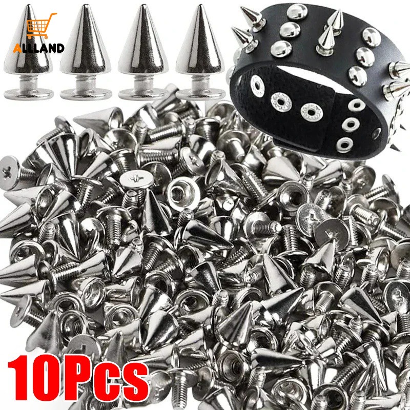 Round Cone Spikes Metal Screwback Studs DIY Handcraft Cool Punk Garment ...