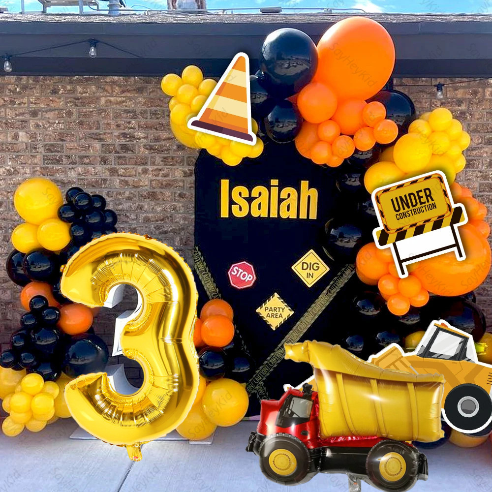 Engineering Vehicle Theme Balloons Set Truck Foil Balloon 32inch Gold ...