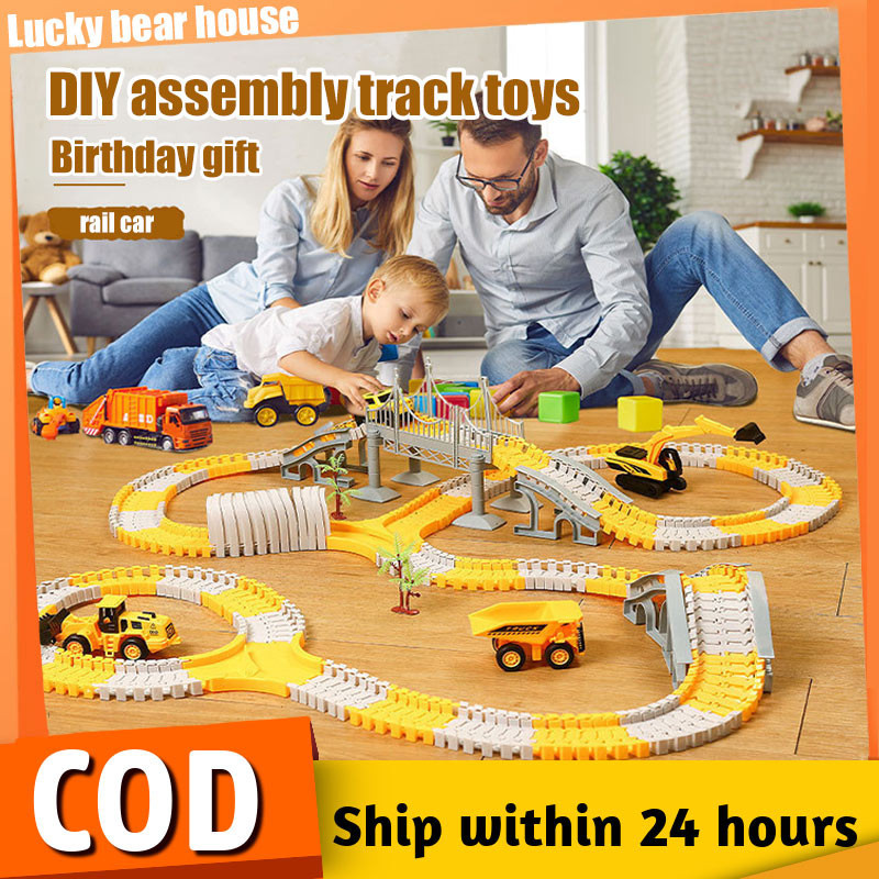 Electricity rail car Toy Train Track Engineering Rail Set Children ...