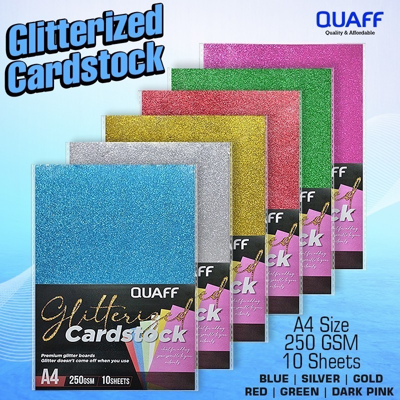 Quaff Glitter Board Paper | Pantone Cardstock | A4 Size | 250 GSM (10 ...