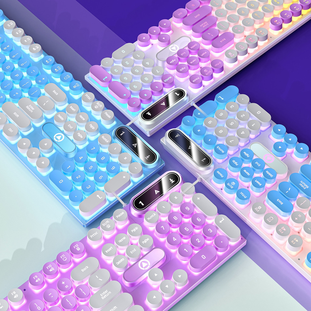 Gaming mechanical feel PUBG luminous keyboard wired punk color matching ...