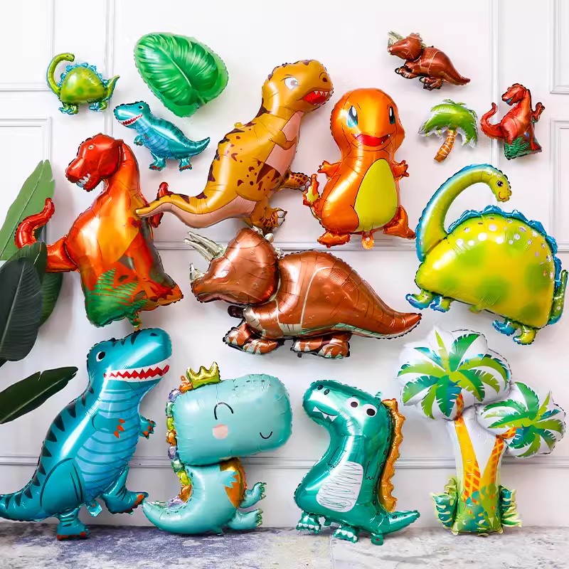 Large Mini Dinosaur Foil Balloon Tyrannosaurus Rex Coconut Tree Turtle Back Leaf Balloon ...