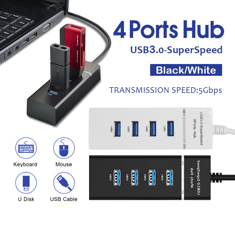 4 Ports Hub Splitter High Speed USB 3.0 Hub USB PC Hub Extender ...