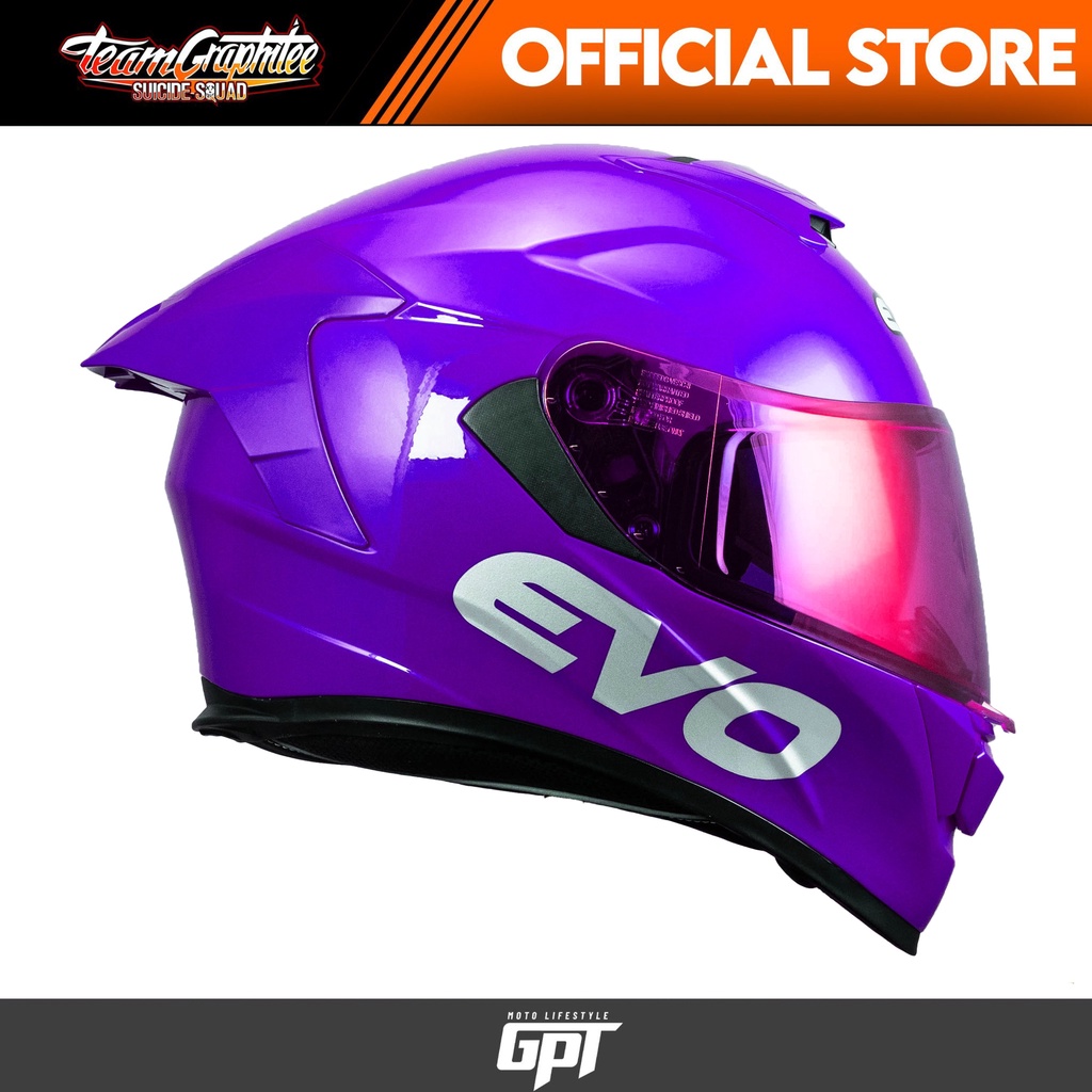 EVO HELMET GT-PRO G.VIOLET (REVO PURPLE) dual visor w/ free clear lens ...