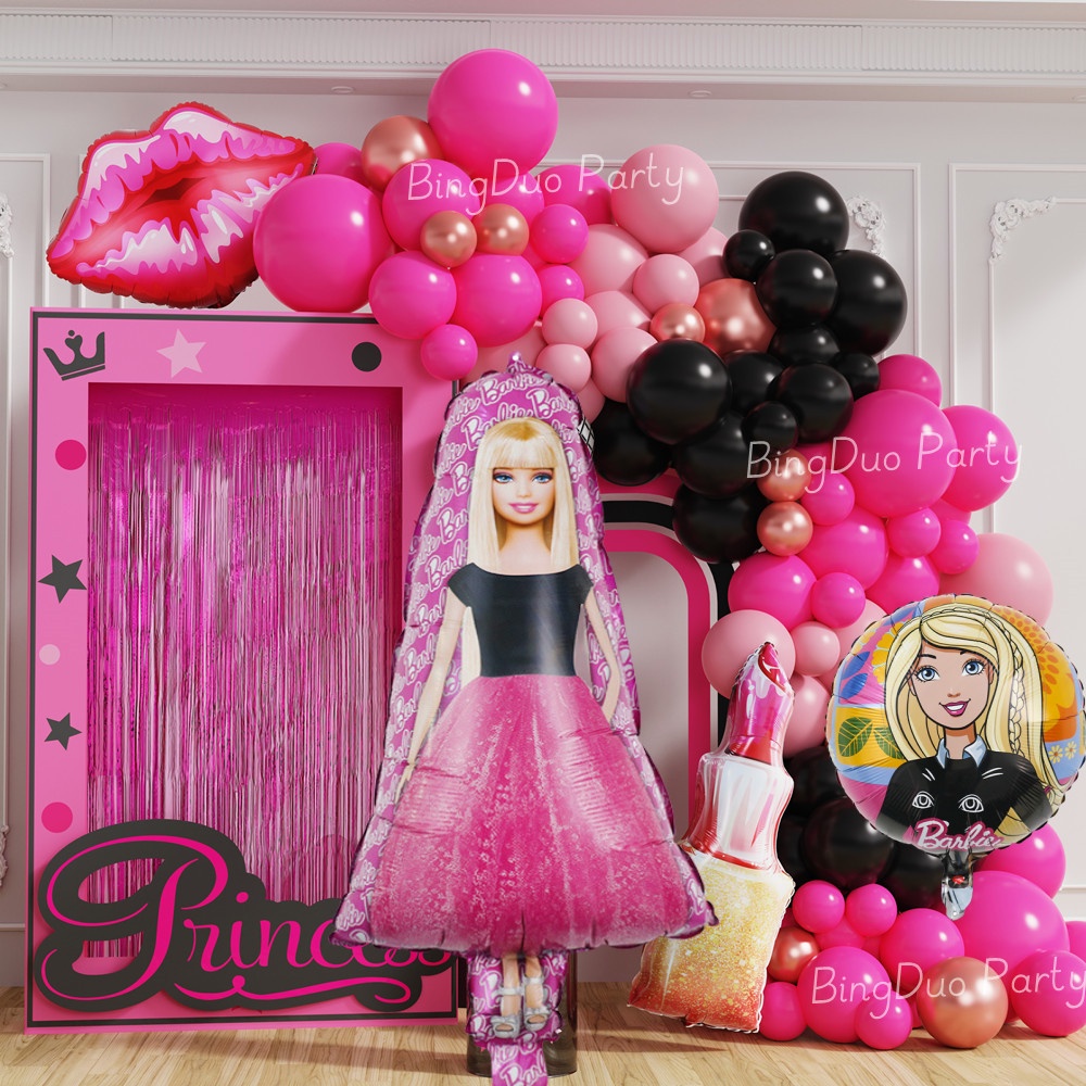 67/68pcs Disney Barbie Theme Balloons Set 18"Barbie Roundball 32"Pink ...
