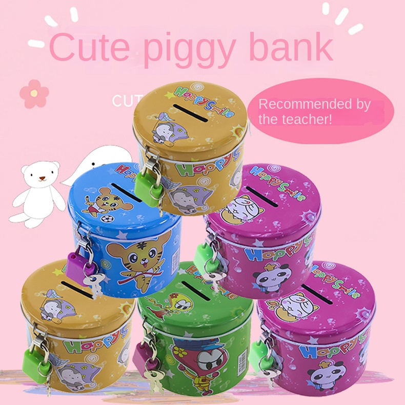 Children's Cartoon Piggy Bank/Mini Coin Bank with Lock and Key/Children ...