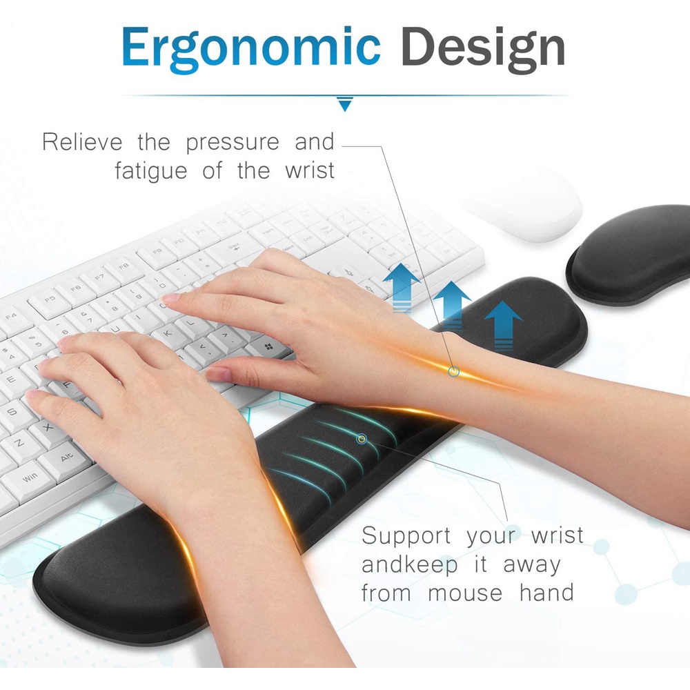 Memory Foam Set Ergonomic Keyboard Wrist Rest Pad & Mouse Wrist Rest ...