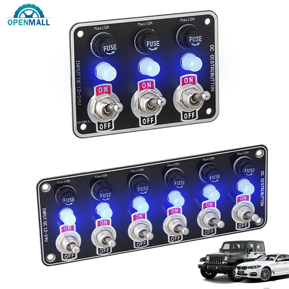 OPENMALL Car 3/6 Gang Rocker Switches Panel 12V/24V Replaceable Fuse ...