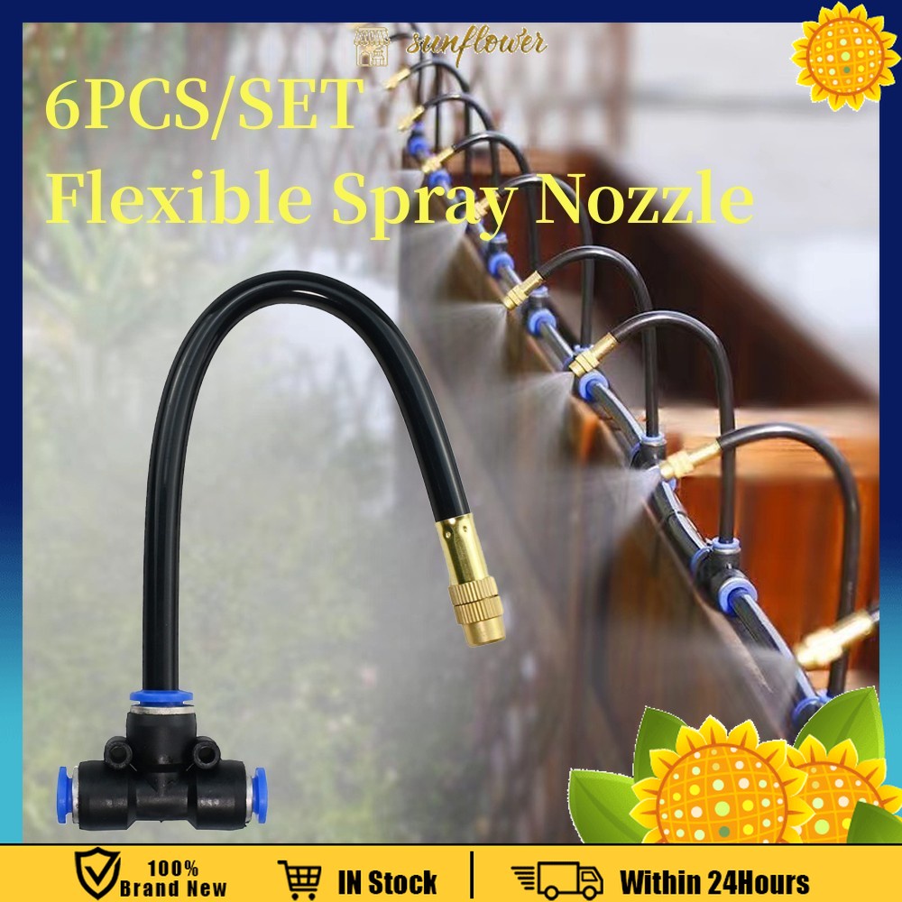 6PCS/SET Flexible Spray Nozzle 8mm Water Hose T-Slip-Lock Connector ...