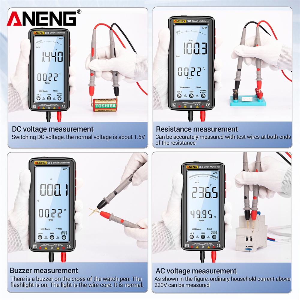 ANENG 681 6000 Counts Smart Digital Multimeter Multimetro Tester NCV DC ...