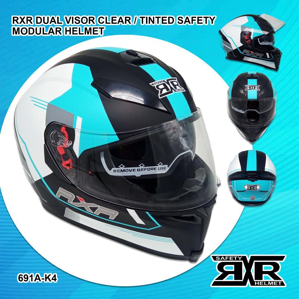 RXR Modular Dual Visor Helmet Motorcycle with Free Clear Lens Large ...