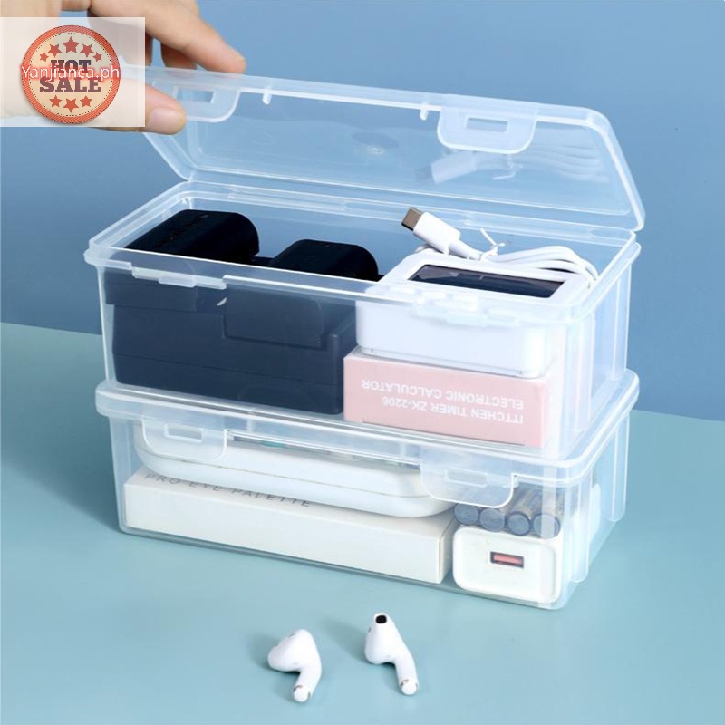 YANCA Cable Storage Box Transparent Plastic Data Line Storage Container ...