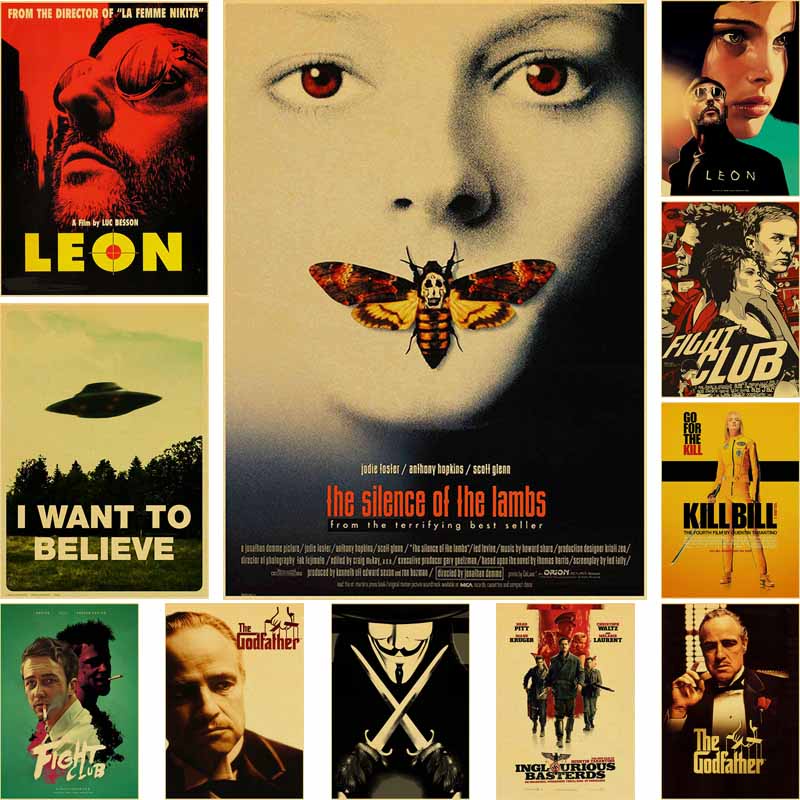 Vintage Classic Movie Poster Sticker Kill Bill/Fight Club Poster Retro ...