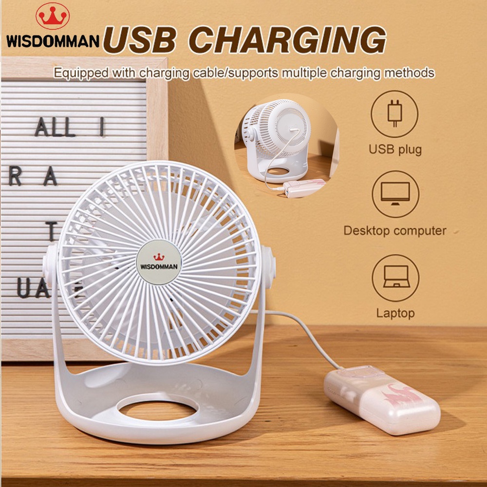 WISDOMMA Portable Desk Fan Wall Mounted Round Fan with Remote Control ...